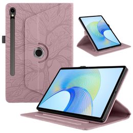 Wigento F&uuml;r Samsung Galaxy Tab S10 FE Plus 360 Baum Kunstleder Tasche Pink