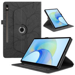 Wigento F&uuml;r Samsung Galaxy Tab S10 FE Plus 360 Baum Kunstleder Tasche Schwarz