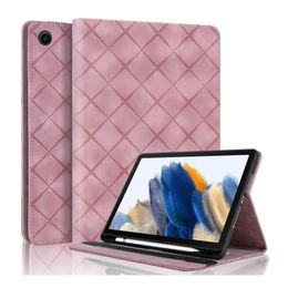 Wigento F&uuml;r Samsung Galaxy Tab A9 Plus Rhombus Muster Kunstleder Tasche Rosa