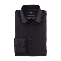 Businesshemd OLYMP "No. Six super slim", Herren, Gr. 45, N-Gr, schwarz, Jersey, Obermaterial: 64% Baumwolle, 27% Polyester, 9% Elasthan, unifarben, Hemden Businesshemd, Jersey-Hemd