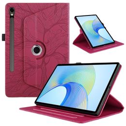 Wigento F&uuml;r Samsung Galaxy Tab S10 FE Plus 360 Baum Kunstleder Tasche Rot