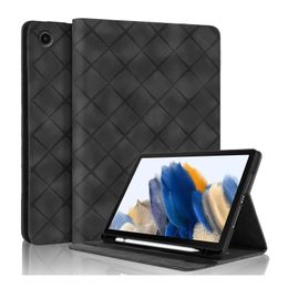 Wigento F&uuml;r Samsung Galaxy Tab A9 Plus Rhombus Kunstleder Tasche Schwarz