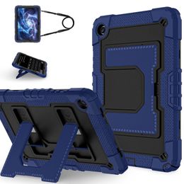 Wigento F&uuml;r Samsung Galaxy Tab A11 Plus Silikon Hybrid PC Holder H&uuml;lle D-Blau