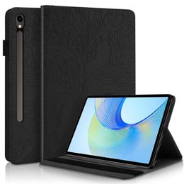 Wigento F&uuml;r Samsung Galaxy Tab S10 FE Plus Kunstleder Baum Tasche Schwarz