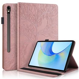 Wigento F&uuml;r Samsung Galaxy Tab S10 FE Plus Kunstleder Baum Design Tasche Pink