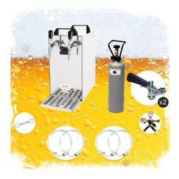 ich-zapfe Komplett Set - Zapfanlage, Bierzapfanlage - Kontakt 40 2-leitig Trockenk&uuml;hler, Durchlaufk&uuml;hler 50 Liter/h, Green Line, Zapfkopf 2:5 Liter Adapter,Zapfkopf:KeyKeg