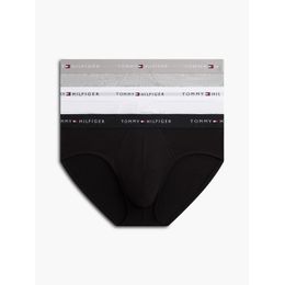 Slip "3P BRIEF DTM", Herren, Gr. XXL (56), 3 Stk., mid grau heather, schwarz, wei&szlig;, Jersey, Obermaterial: 95% Baumwolle, 5% Elasthan, Tommy Hilfiger Underwear, k&ouml;rpernah, Unterhosen Slip, mit Logo-Elastikbund