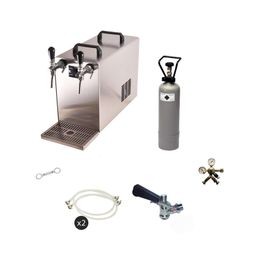 ich-zapfe Komplett Set - Zapfanlage STREAM 50 Bierkoffer, Bierzapfanlage, Durchlaufk&uuml;hler 2-leitig Trockenk&uuml;hler, bis zu 55 Liter/h - BLACK EDITION, Zapfkopf:5 Liter Adapter,Zapfkopf 2:ohne