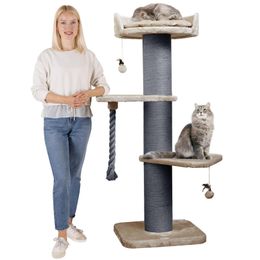 Premium Kratzbaum Grosse Katzen Stabil 'Freddy' &ndash; 150 cm Gro&szlig;er Katzenbaum Cappuccino