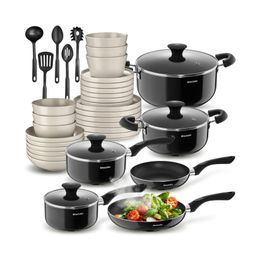 TecTake&reg; K&uuml;chenstarterset, Geschirrset aus Steingut, mit Glasur, hitzebest&auml;ndig und kratzfest, inklusive 5 K&uuml;chenwerkzeugen