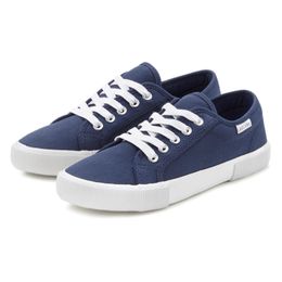 Sneaker Lascana, Damen, Gr. 44, blau (marine), Obermaterial: 100% Textilmaterial. Decksohle: 100% Textilmaterial. Futter: 100% Textilmaterial. Laufsohle: 100% Synthetik, unifarben, Basic, Schuhe Sneaker, aus Textil, Schn&uuml;rhalbschuh, Freizeitschuh, Turnschuh, Topseller