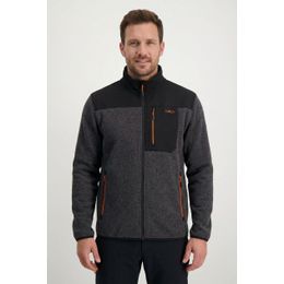 Strickfleecejacke CMP, Herren, Gr. 46, nero, orange, Obermaterial: 100% Polyester. Futter: 88% Polyester, 12% Elasthan, Jacken Strickfleecejacke, &Uuml;bergangsjacke f&uuml;r Erwachsene