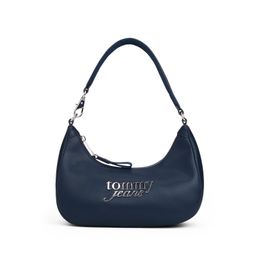 Schultertasche Tommy Jeans "TJW BOLD SCRIPT SHOULDER BAG", Damen, Gr. B/H/T: 26,5cm x 20cm x 9,5cm, blau (nachtblau), Lederimitat, Taschen Schultertasche, Damen Umh&auml;ngetasche, Hobobag, mit auff&auml;lligem Logo-Schmuckelement