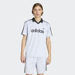 T-Shirt adidas originals "ARCHIVE COLLAR ENGINEERED TRIKOT", Herren, Gr. XXL, crystal sky, Obermaterial: 100% Polyester, V-Ausschnitt, Shirts T-Shirt