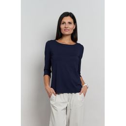 3/4-Arm-Shirt Seidel Moden "Otto exclusiv", Damen, Gr. 46, navy, Jersey, Obermaterial: 94% Viskose, 6% Elasthan, unifarben, tailliert h&uuml;ftbedeckend, Rundhals, Shirts 3/4-Arm-Shirt, mit Viskose- MADE IN GERMANY