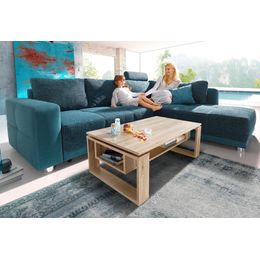 Jockenh&ouml;fer Ecksofa JOCKENH&Ouml;FER GRUPPE "Orlando L-Form, B: 257 cm", blau (petrol), B:257cm H:82cm T:215cm, Softlux-Kunstleder, im Korpus;Farbe greige: Struktur (45% Polyacryl, 35%Polyester, 20%Baumwolle);Farbe petrol: Struktur in Sitz und Kissen (87% Polyester, 13%Polyacryl);Alca Top (100% Polyester), im Korpus;Alle Farben au&szlig;er greige + petrol: Struktur in Sitz und Kissen (65% Polyacryl, 35% Polyester), Sofa