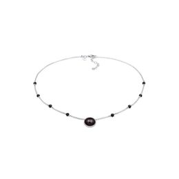 Choker Elli Premium "Halskette Onyx Edelstein Perlen Choker 925 Silber" Gr. 36, silber, Halsketten, Damen, mit Steinen, Silber 925 (Sterlingsilber), Choker