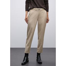 Stoffhose Street One "Style Bonny", Damen, Gr. 42, L&auml;nge 28, sanded beige meliert, Web, Obermaterial: 46% Polyester, 29% Polyamid, 15% Viskose, 10% Elasthan, meliert, regular fit lang, Hosen Stoffhose, mit elastischem Bund