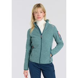 Strickfleecejacke CMP "KNITTED MELANGE FLEECE WOMAN JACKET", Damen, Gr. 46, trek gr&uuml;n, j, Strick, Obermaterial: 100% Polyester, normal, eingefasste Kante, Jacken Strickfleecejacke, W&auml;rmeisolierend & Schnell trocknend & Atmungsaktiv, &Uuml;bergangsjacke