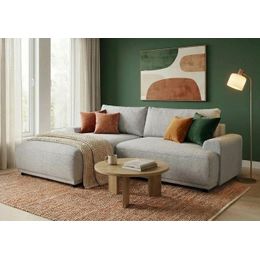 Ecksofa Trendmanufaktur "Fordon, Schlafsofa mit Bettkasten, Couch in L-Form, Breite 250 cm", braun (schlamm), B:250cm H:82cm T:167cm, 100% Polyester, Sofas, Ecksofa, in Struktur fein LEO, haustierfreundlich, schlamm, Recamiere links