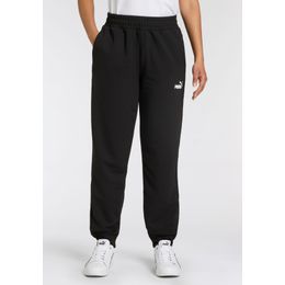 Trainingshose Puma "ESS SMALL NO. 1 LOGO LIGHTWEIGHT PANTS CL", Damen, Gr. XL, N-Gr, schwarz (Puma schwarz), Sweatware, Obermaterial: 69% Polyester, 24% Viskose, 7% Elasthan, unifarben, regular fit normal, Hosen Trainingshose, aus French Terry, atmungsaktiv, sportliche Silhouette