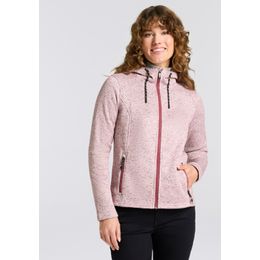 Strickfleecejacke Killtec "KOW 5 WMN KNTFLC JCKT", Damen, Gr. 44, rose dust, Obermaterial: 100% Polyester, normal, Jacken Strickfleecejacke, &Uuml;bergangsjacke mit verstellbarer Kapuze, mit Seitentaschen mit Zipper