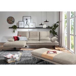 Ecksofa W.Schillig "broadway, Designsofa mit tollem Sitzkomfort", braun (sesame s22), B:291cm H:94cm T:164cm, Flachgewebe S22 (100% Polyester), Sofas, Ecksofa, Sitztiefenverstellung, Kopfteil- & Seitenteilverstellung, Breite 291cm