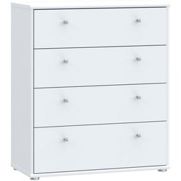 Kommode FORTE "Tempra, Kommode, 4 Schubk&auml;sten, H&ouml;he 85,5 cm", wei&szlig;, B:73,7cm H:85,5cm T:34,8cm, Dekorfolie, FSC-zertifizierter Holzwerkstoff, Sideboards, Kommode, Breite 73,7 cm