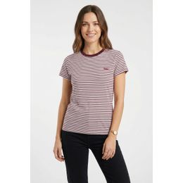 Levi's T-Shirt LEVI'S "PERFECT TEE", Damen, Gr. XS (34), anita stripe zinfandel, Single Jersey, Obermaterial: 100% Baumwolle, figurbetont normal, Rundhals, Shirts T-Shirt, mit kleiner Logo-Stickerei