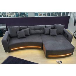 Jockenh&ouml;fer Ecksofa JOCKENH&Ouml;FER GRUPPE "Laredo L-Form, B: 322 cm", grau (dunkelgrau), B:322cm H:88cm T:120cm, Kunstleder Softlux / Luxus-Microfaser ( 100% Polyester);Luxus-Microfaser (100% Polyester), Sofas, Ecksofa, mit RGB-LED-Beleuchtung, Soundsystem & Zierkissen