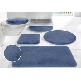Badematte OTTO HOME "Rabbit Badematten, Badvorleger, Badezimmer Teppich" Gr. 6, blau, H:30mm, Polyester, Badematten, Badematte, Kaninchenfell-Haptik, Badteppich, rechteckig, rund & als 3-tlg. Set
