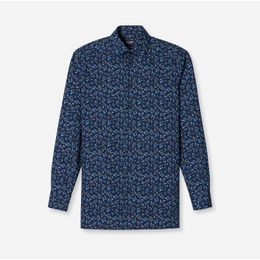 Langarmhemd OLYMP "Luxor", Herren, Gr. 45, N-Gr, blau (marine), Web, Obermaterial: 64% Baumwolle, 27% Polyester, 9% Elasthan, 2-Knopf-Manschette, Hemden Langarmhemd, Climate Control, Global-Kentkragen, modern fit, Businesshemd