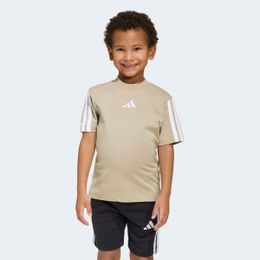 T-Shirt adidas Sportswear "ESSENTIALS KIDS", Jungen, Gr. 110, wonder cargo, wei&szlig;, Obermaterial: 100% Baumwolle, Rundhals, Shirts T-Shirt, sportlicher Stil, Kurzarm, ohne Verschluss, Rundhalsausschnitt