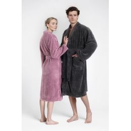 Unisex-Bademantel OTTO HOME "Lillou Kimono, ideal f&uuml;r Sauna & Spa, Hotelbademantel, Morgenmantel" Gr. M, grau (anthrazit), L:110cm, Microfaser, Hausm&auml;ntel, Unisex-Bademantel, kuschelig weicher Fleece, pl&uuml;sch, f&uuml;r Damen und Herren, XS-3XL