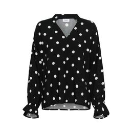 Langarmbluse Saint Tropez "PaiceSZ Blouse", Damen, Gr. M, schwarz ice big dot, Web, Obermaterial: 100% Viskose, gepunktet, V-Ausschnitt, Volant, Blusen Langarmbluse