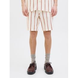 Jack & Jones Shorts JACK & JONES "JPSTJAIDEN COBA STRIPE JOG SHORT SRT SN", Damen, Gr. XXL, N-Gr, orange (arabian spice), Web, Obermaterial: 100% Baumwolle, gestreift, relaxed fit kniefrei, Hosen Shorts