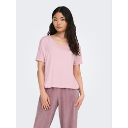 Jacqueline de Yong T-Shirt JDY "JDYSISSY S/S V-NECK TOP JRS DIA", Damen, Gr. M, fragrant lila, Jersey, Obermaterial: 96% Viskose, 4% Elasthan, unifarben, regular fit h&uuml;ftlang, V-Ausschnitt, angeschnitten Umschlagsaum, Shirts T-Shirt