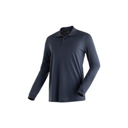Langarm-Poloshirt Maier Sports "Ulrich L/S", Herren, Gr. 3XL, blau (dunkelblau), 100% Polyester, Shirts Langarm-Poloshirt, Herren Polo langarm, leichtes Funktionsshirt, Langarmshirt, Reg. Fit