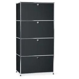 Tchibo - Highboard Metall &raquo;Cn3&laquo; mit 4 Klappenf&auml;chern - 77x40x158,5cm - schwarz - Stahl / Aluminium / Kunststoff