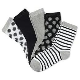 Tchibo - 5 Paar Socken - M&auml;dchen - Gr. 31-34 - schwarz/gepunktet