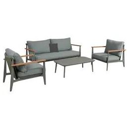 Leco Lounge-Set inkl. Tisch - 180x75x75cm - anthrazit - Aluminium / Polyester / Schaumstoff