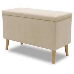 DOMO collection Domo Hocker &raquo;Kopenhagen&laquo; mit Staufach - 91x41x58cm - beige - Polyester / Polyamid / Holz