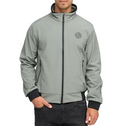 Softshelljacke INDICODE "INRoute Jacket", Herren, Gr. L, castor gray, Web, Obermaterial: 100% Polyester, unifarben, regular fit, hoch geschlossener Ausschnitt, Jacken Softshelljacke