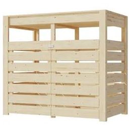 Karibu M&uuml;lltonnenbox f&uuml;r 2 Tonnen mit Pflanzdach (2 x 240l) - 158x88x143cm - naturfarben - Fichtenholz