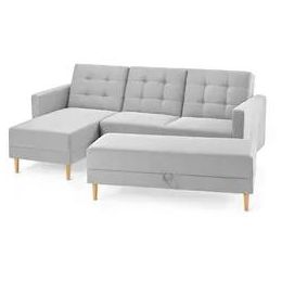 Tchibo - Federkern-Eckschlafsofa &raquo;Just Relax&laquo; mit Stauraumbank - 223x152x93cm - hellgrau - Polyester / Eschen-Massivholz