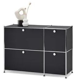 Tchibo - Sideboard &raquo;Cn3&laquo; mit 4 Klappen - 115,5x40x82,5cm - schwarz - Stahl / Aluminium / Kunststoff