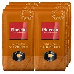 Piacetto Supremo Caff&egrave; Crema - 6x 1 kg Ganze Bohne - Intensit&auml;t: 5/6