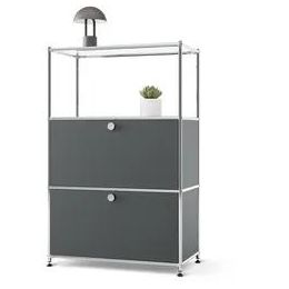 Tchibo - Kommode Metall &raquo;Cn3&laquo; mit 2 Klappf&auml;chern - 77x40x120,5cm - chrom - Stahl / Stahl / Glas