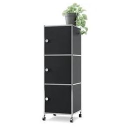 Tchibo - Rollcontainer Metall &raquo;Cn3&laquo; mit 3 T&uuml;ren - 40x40x127cm - schwarz - Stahl / Stahl / Aluminium