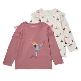 Tchibo - 2 Kinder-Langarmshirts mit T&uuml;ll-R&uuml;schen - Baby - Gr. 86/92 - creme